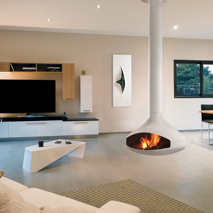 ERGOFOCUS by Focus Fires | Suspended, Open-Faced Fireplace