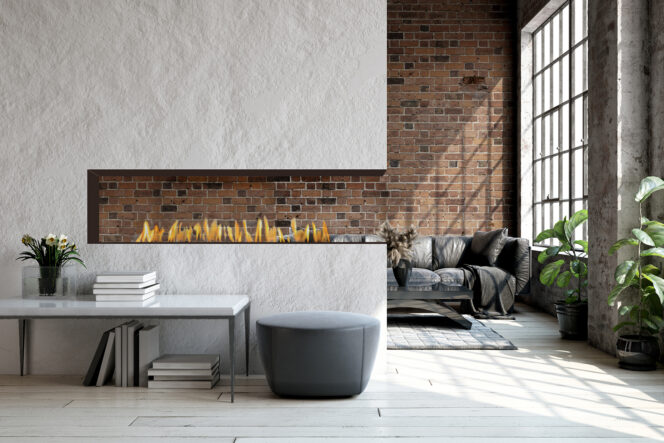 3 Sided Modern Fireplaces: Peninsula or Bay Style - European Home